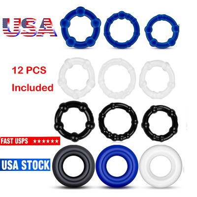 Cock Ring Stay Hard Penis Enhancer 12 Pack Erectile Dysfunction Sex Toy ...