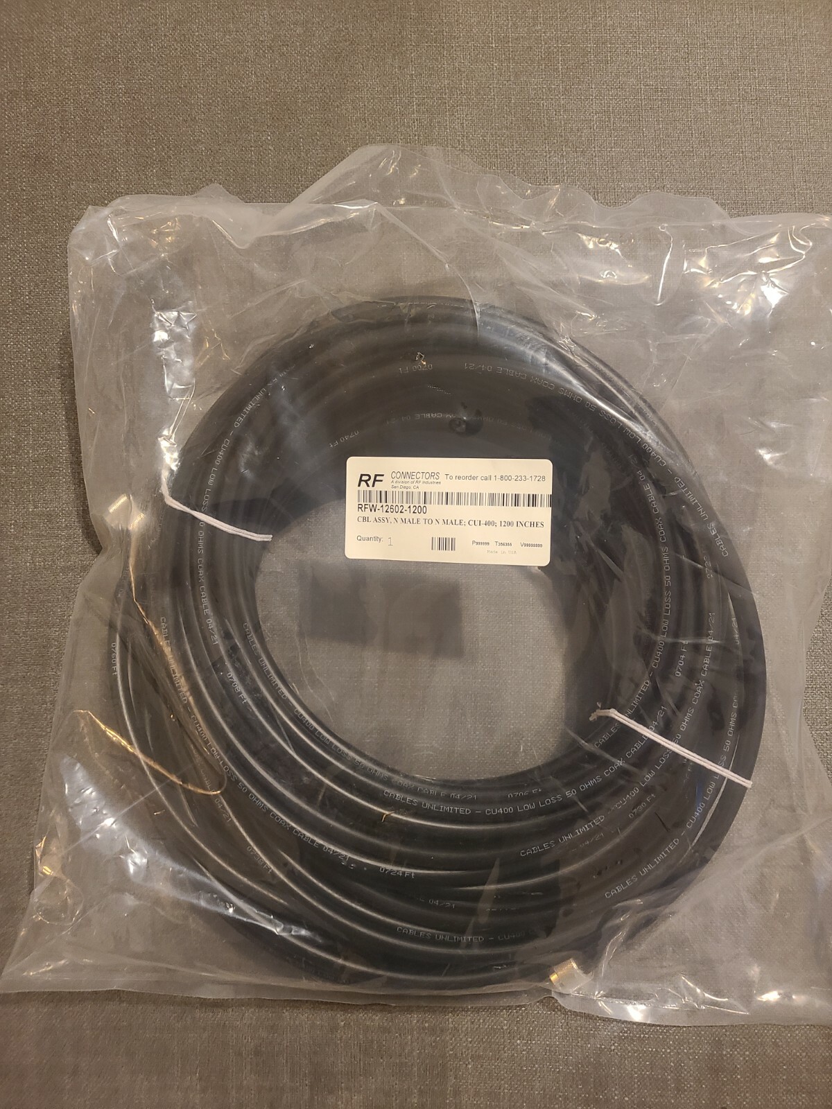 Wilson Electronics 100 ft. Black WILSON-400 Ultra Low Loss Coax Cable ...
