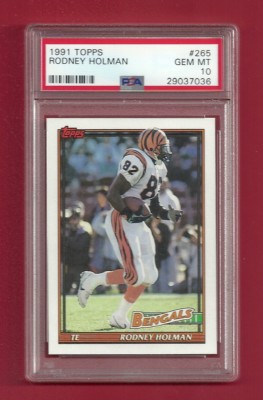 1991 TOPPS #265 RODNEY HOLMAN PSA 10 GEM MINT POP 1 CINCINNATI BENGALS ...