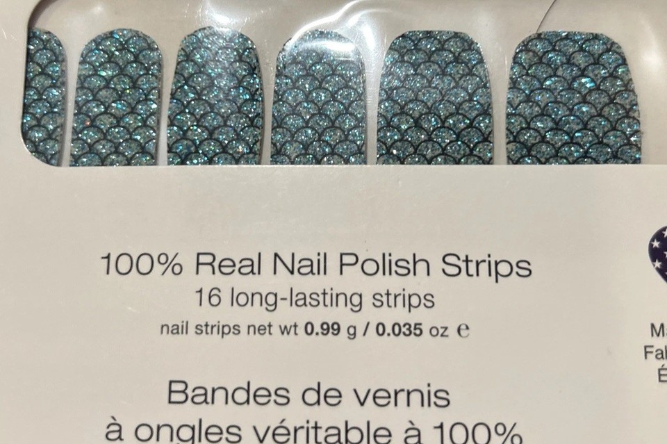 Color Street Nail Polish Strips Mermaid Brigade Blue Glitter Scales | eBay