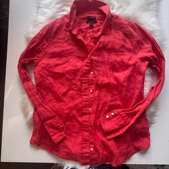 Women Baird Mc Nutt for J Crew Irish Linen Perfect Fit Button down ...