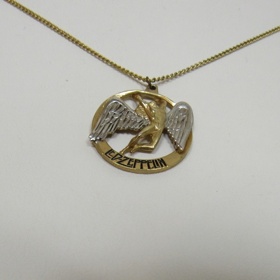 Vintage Led Zeppelin Necklace Pendant Falling Angel Swan Song Rare ...