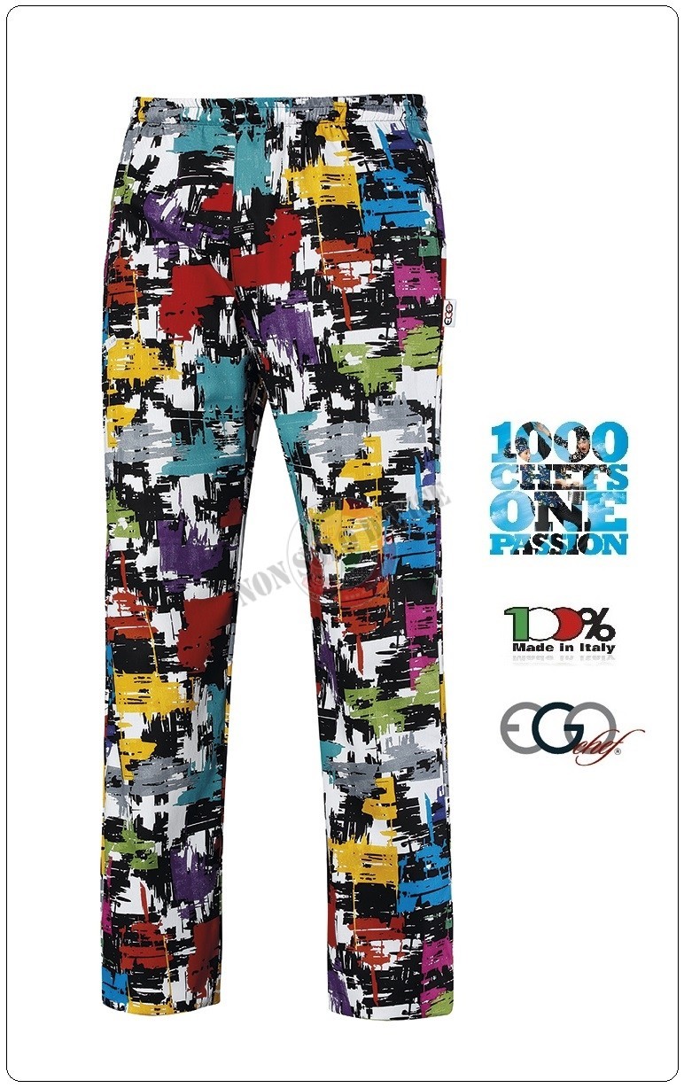 PANTALONI CUOCO Color GRAPHIC KOCHHOSEN PIZZAIOLO EGOCHEF CHEF PANTS ...