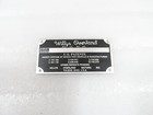 DATA PLATE STATION WAGON PICKUP ID TAG FITS TO WILLYS OVERLAND CJ3A ...