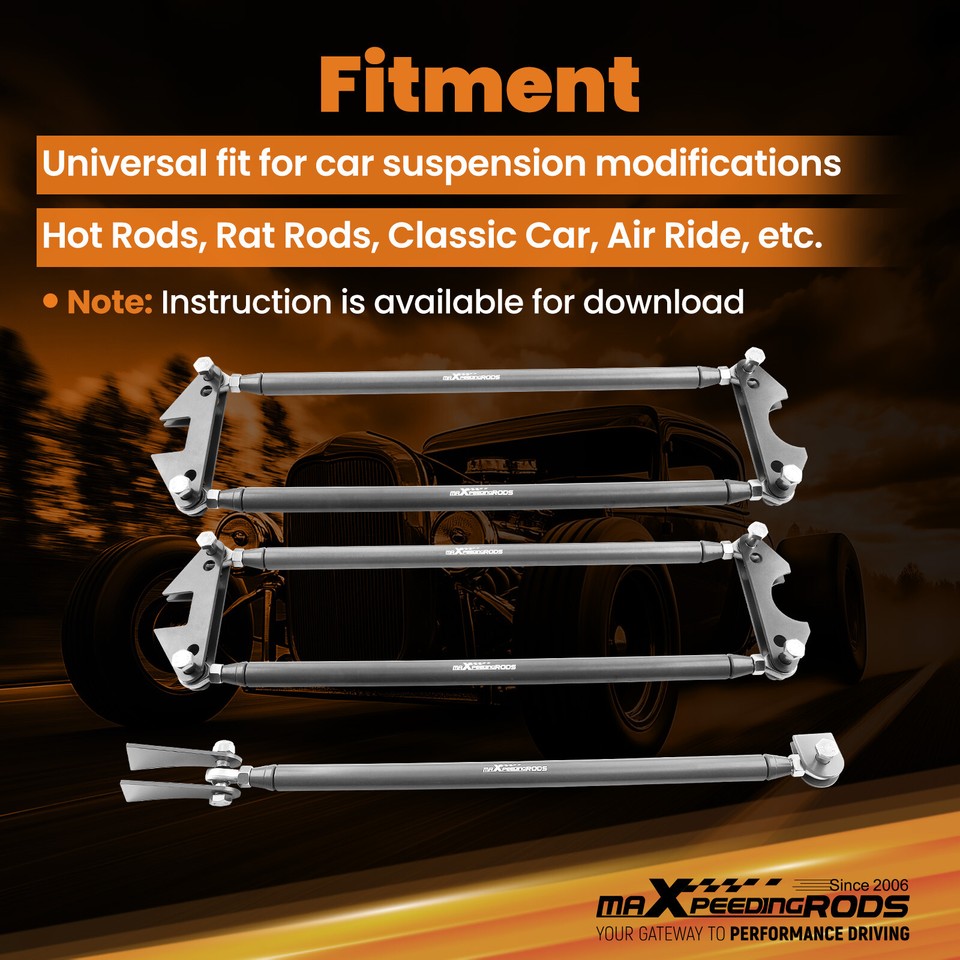 Universal Weld On Parallel 4 Link 24" Bars Axle Fame Mounts Rear ...