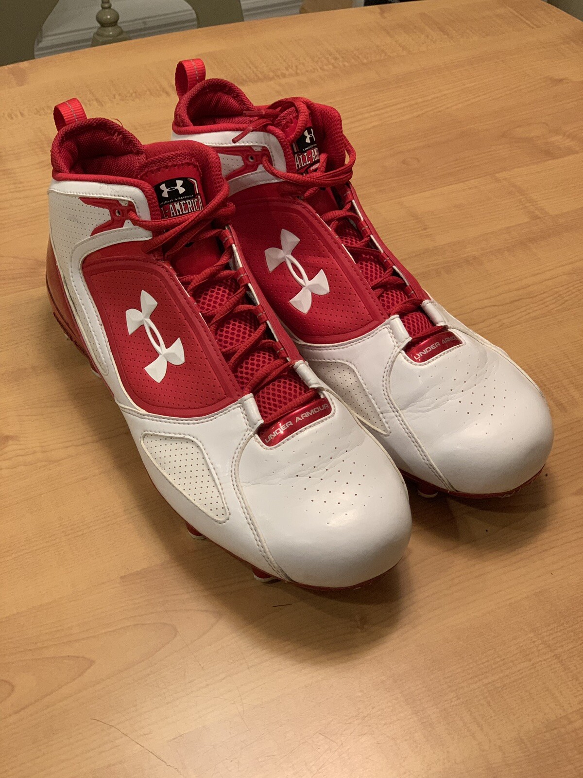Under Armour All America SAMPLE Prototype Football Cleats Red/White ...
