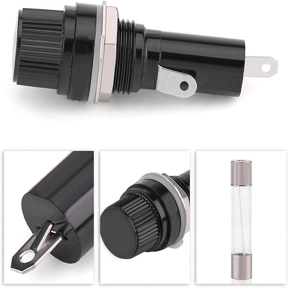 5/10Pcs Panel Mount Screw Cap Fuse Holder Case Glass Tube Fuses 5x20mm ...