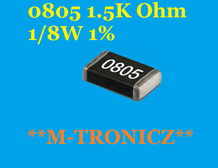 100PCS 1500 OHM SMD 0805 SIZE 1.5K Ohm 1/8W 1% 1500 OHMS | eBay
