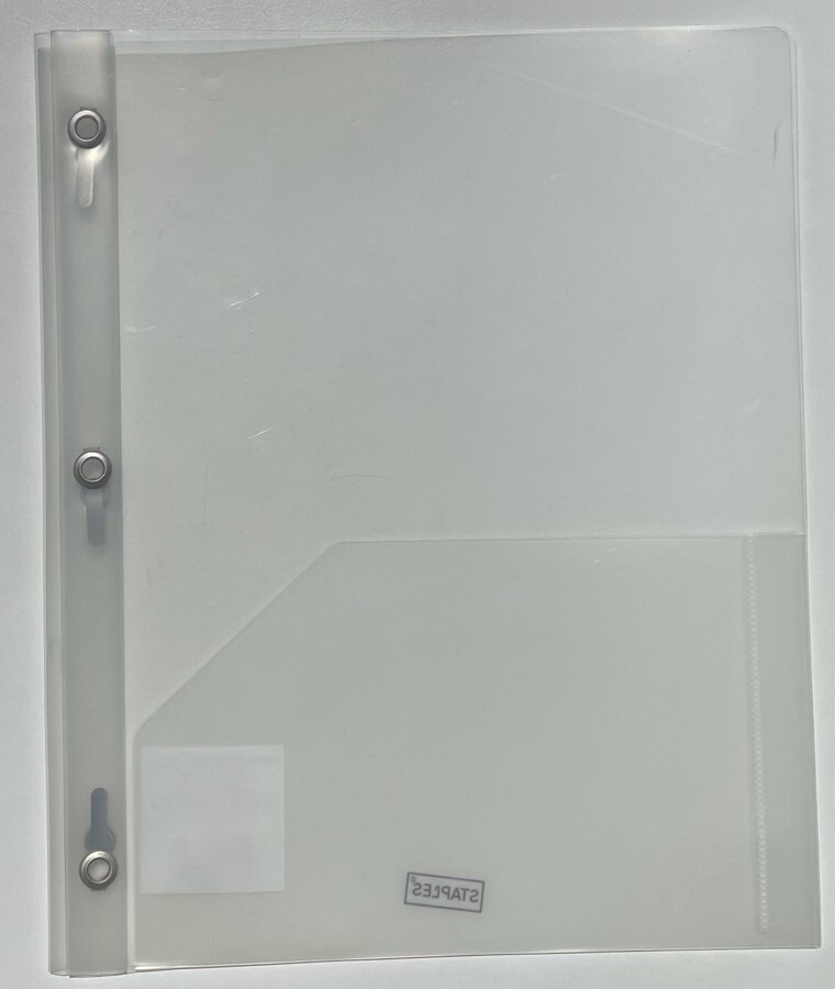Staples 2-Pocket Translucent Poly Report Covers with Fastners | eBay