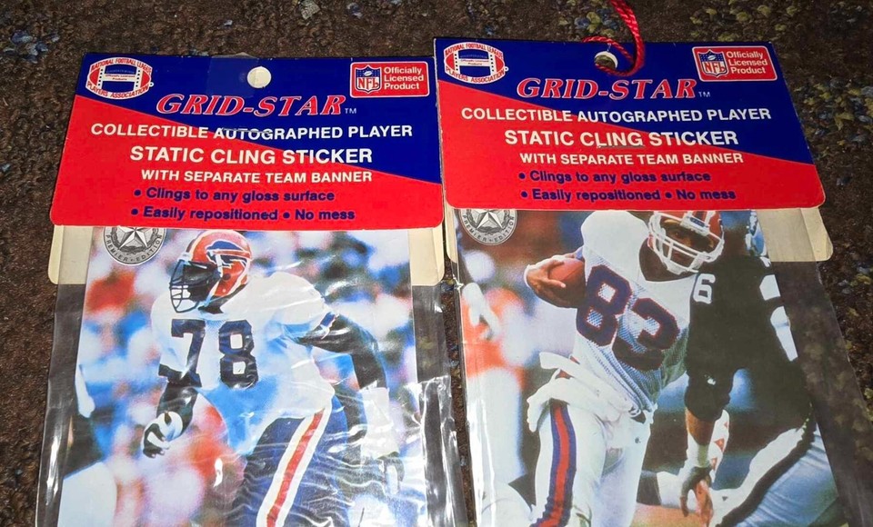 Vtg Lot 2 Buffalo Bills Grid-Star Static Cling Stickers Bruce Smith ...