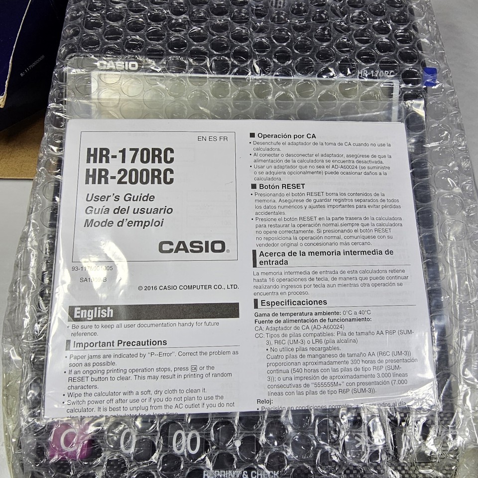 Casio HR-170RC 12-Digit Desktop Printing Calculator BK 6-1/2"Wx11-5/8 ...