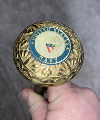 VINTAGE 36" BRIDGES Walking Stick/Cane US NAVY - Weighted Brass Knob ...