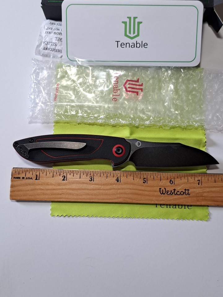 Tenable Prometheus Knife w/Cloth #T1040A1 Blk. & Red G10 Steel: 14C28N ...