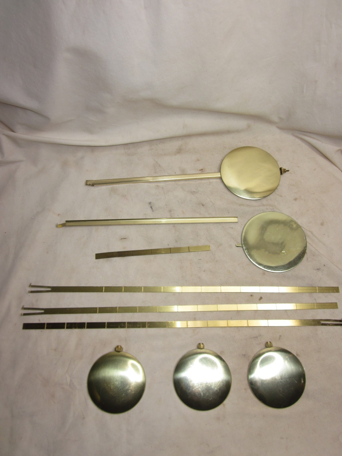 5 vintage clock pendulums pendulum parts part lot + FACO USA swing arm ...