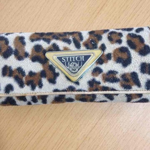 m28S Disney Stitch Leopard Print Long Wallet Faux Leather Used Japan | eBay