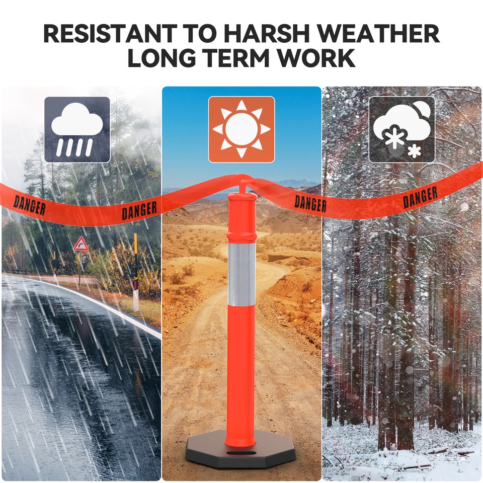 Brezelge 3 PACK Delineator Post w/ Base, 45" Traffic Delineator Posts ...