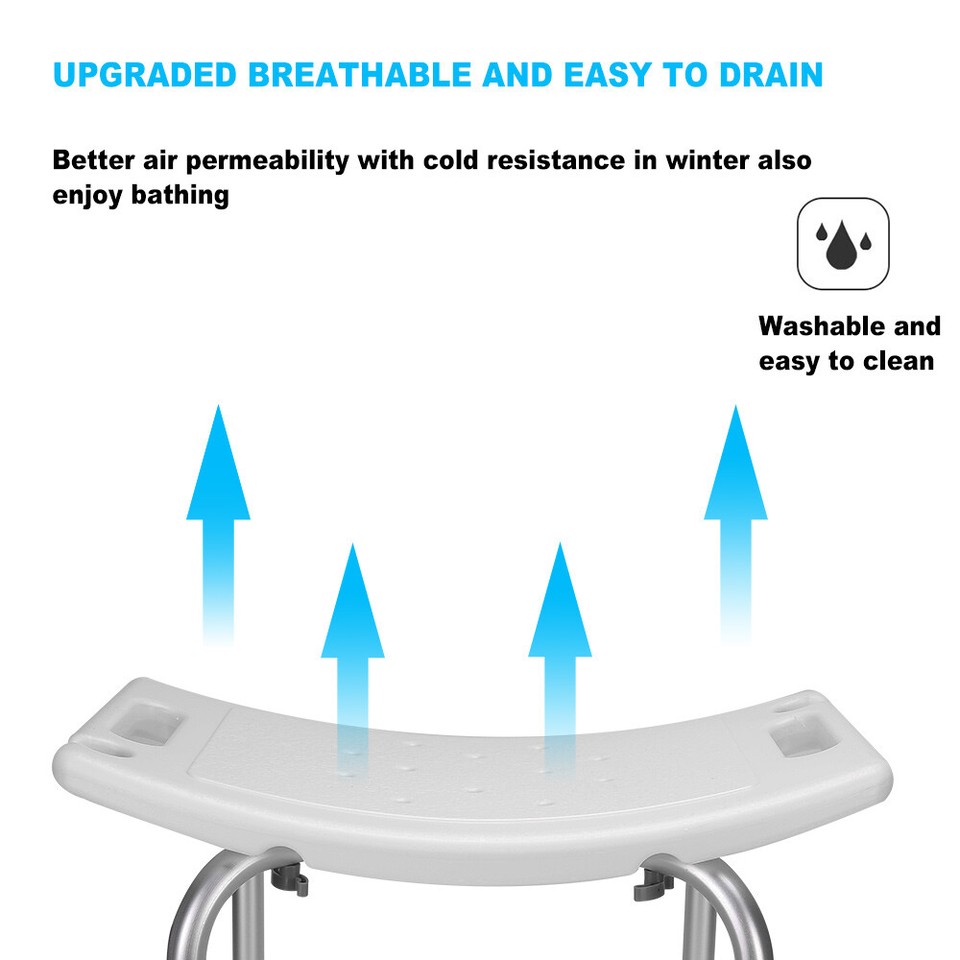 Adjustable Shower Chair Seat Stool Bath Aid Bench Bathroom Bathtub Home ...