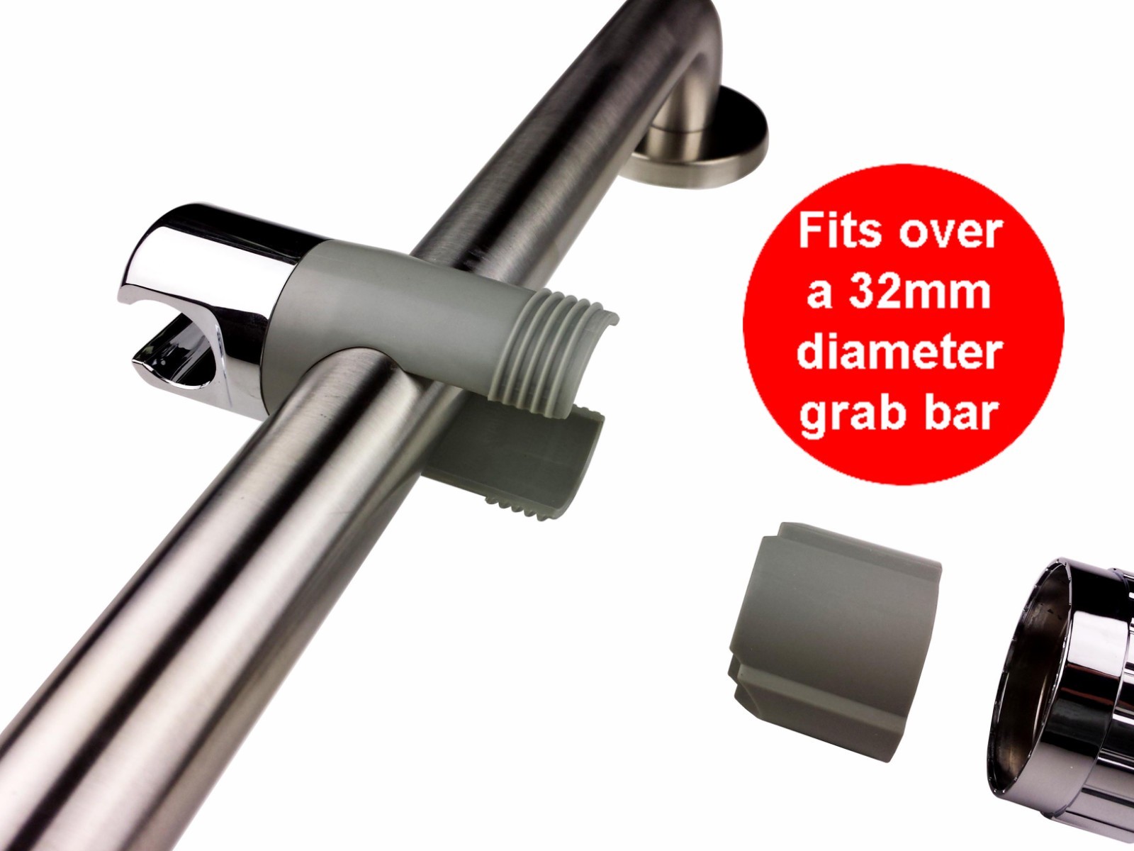 SHOWER SLIDER 32mm for SAFETY RAIL GRAB BAR BATHROOM HOLDER HAND RAIL ...