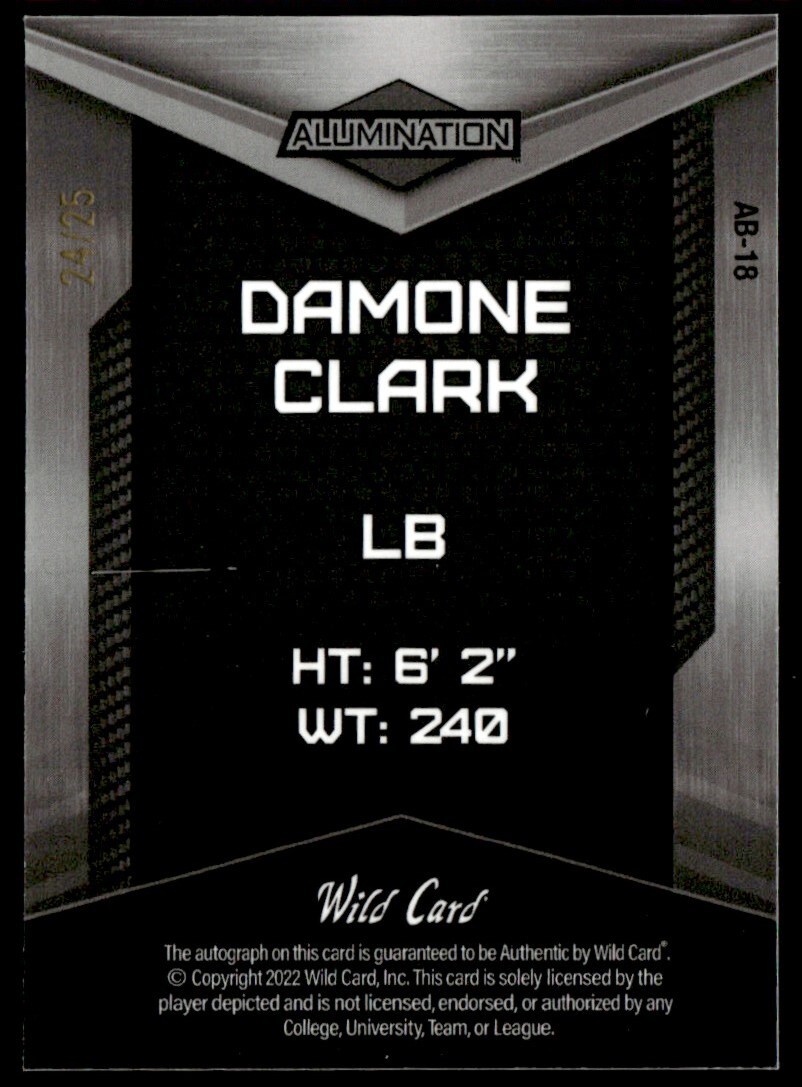 2023 Wild Card Allumination Pink Refractor Damone Clark Rookie Auto 24/ ...
