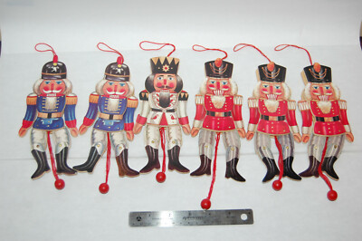 SET OF 6 Jumping Jack Nutcracker VTG Wood Pull String Christmas ...
