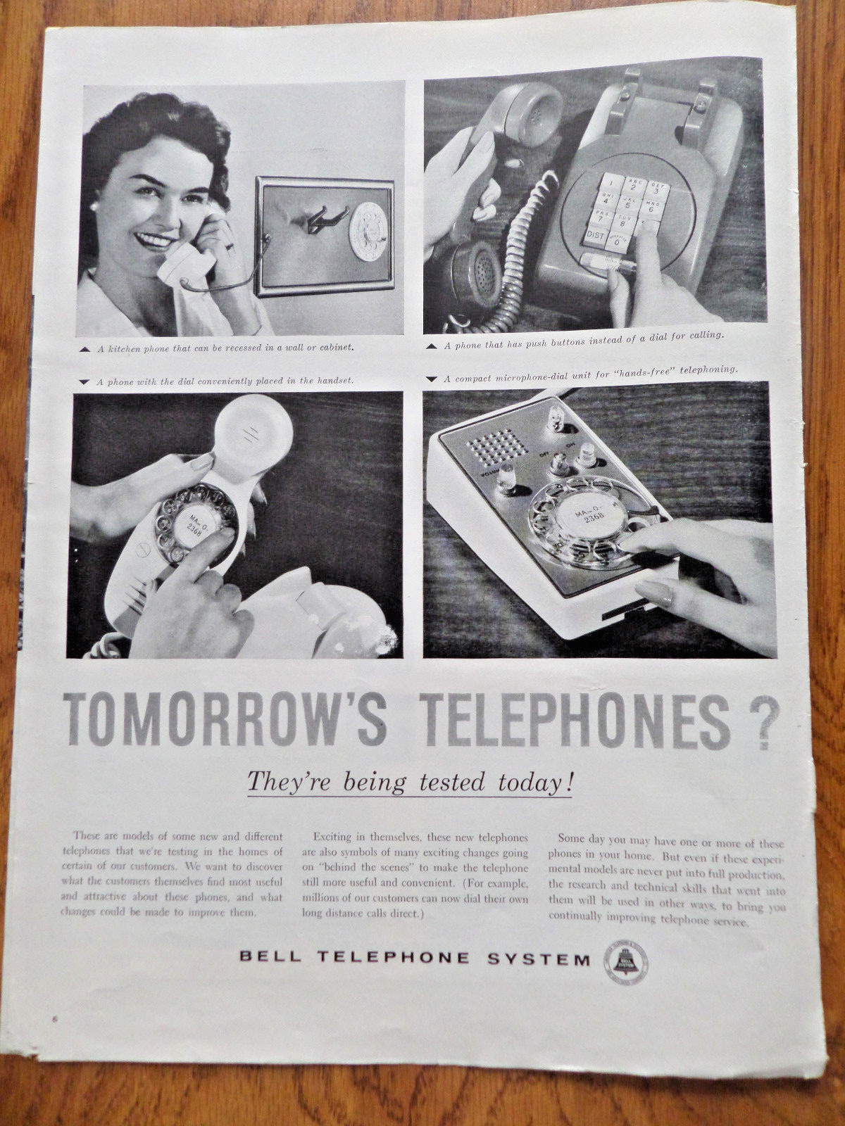 1959 Bell Telephone Ad Tomorrow's Telephones? Being Tested Today | eBay