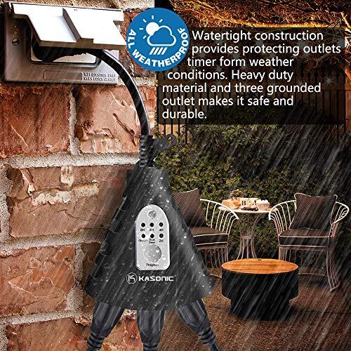 Kasonic Outdoor Light Timer Waterproof Plug in Sensor Outlet Timer ...