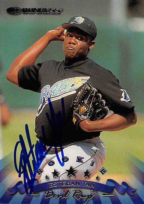 Esteban Yan autographed baseball card (Tampa Rays) 1998 Donruss Rookie ...
