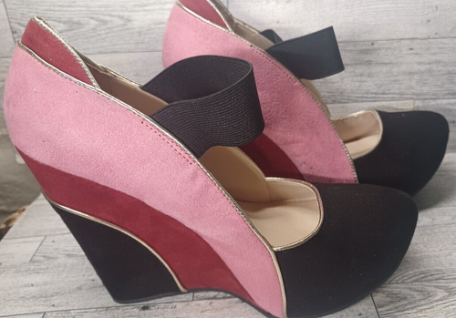 Worthington Vegan Suede Wedge Shoes Saturn SZ 7 Platform Spectator Art ...