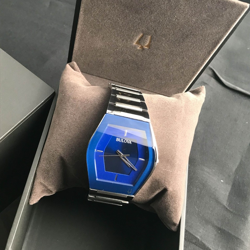 Bulova Gemini 96A258 Men's Bule Dial Stainless Steel Quartz Diamond ...