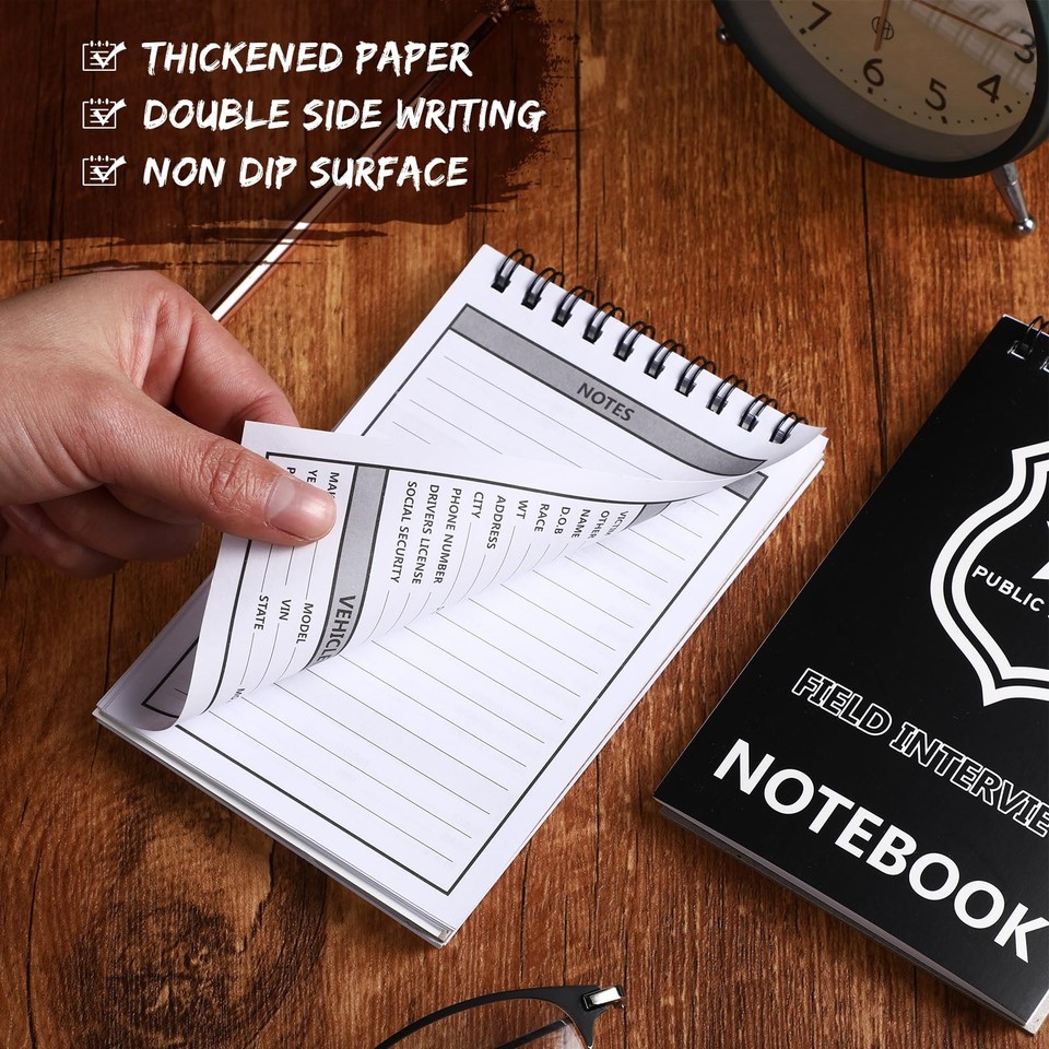 12 Packs Public Safety Police Field Interview Notebook Report Notepad ...