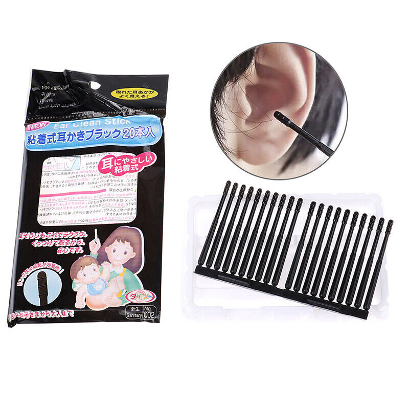 20Pc Disposable Sticky Ear Swabs Pick Spiral Tips Wax Removal Tool ...