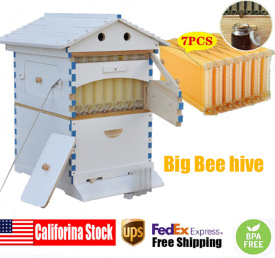 Pure White Beehive Honey Bee Hive Box Beekeeping Hives with 7pcs PVC ...