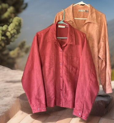 Kenneth Too Size 3X Faux Suede Embellished Tops Shirts Button Up ...