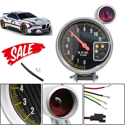 5 Inch Carbon Style Face Tachometer Tach Gauge With Shift Light 11K Rpm ...