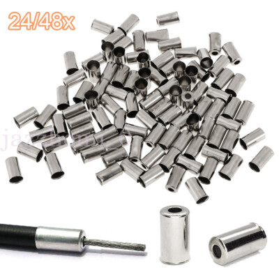 24/48PCS x Bicycle Brake Cable Ferrules - 5mm Brass Silver Bike Outer ...
