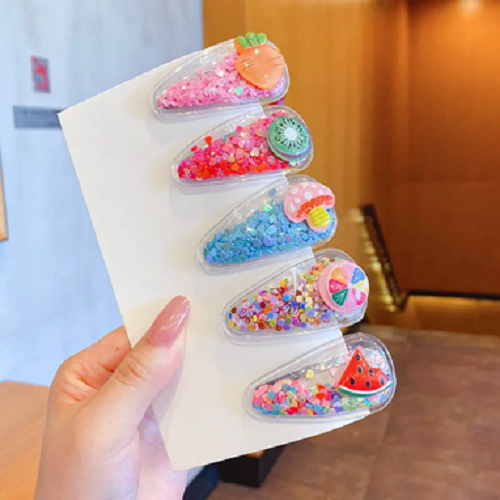 5Pcs/bag Colorful Baby Girl Hair Bangs Quicksand Edge Clips | eBay
