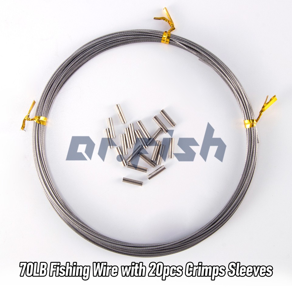 32ft Stailess Fishing Wire Leader Line with 20 Crimps Kit Offshore ...