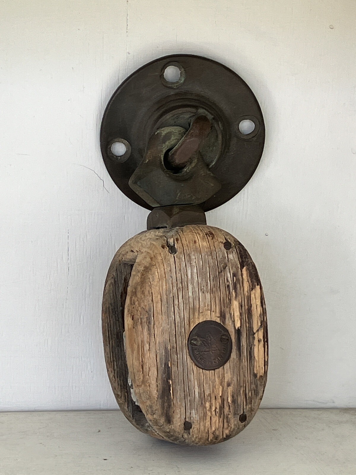 wooden pulley block Single Strand,4” With 3” Hanger, Made In Canada Lot ...