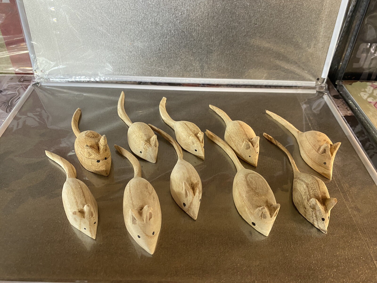 ChiselCraft (TEN) 10 Wooden Mice GRAINED NATURAL Wood Carvings Quality ...