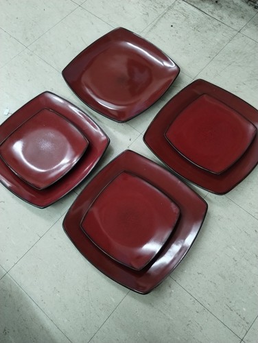7 PCS---GIBSON PLATES---RED SQUARE---4 DINNER and 3 SALAD--**READ** | eBay
