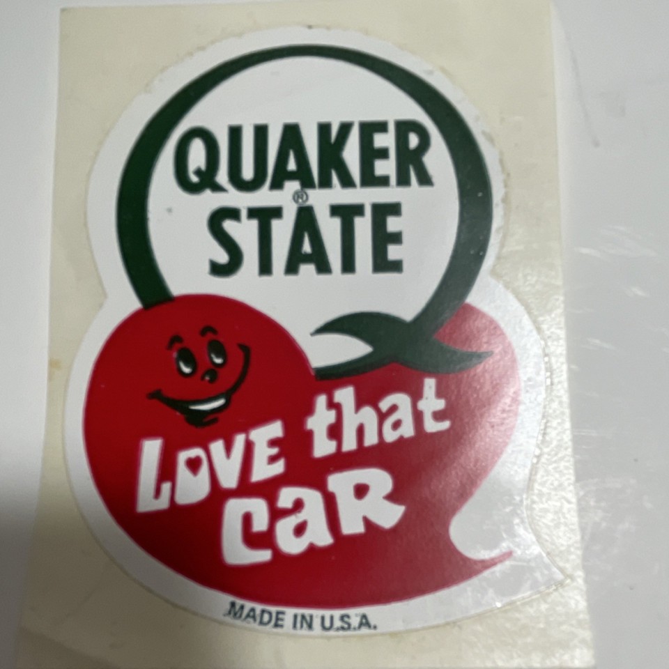Vintage Quaker State Love That Car Gas & Oil Sticker White Green Red | eBay