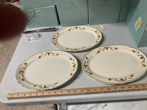 3 Vintage Jewel Tea Autumn Leaf Large Oval serving Platter Hall China ...