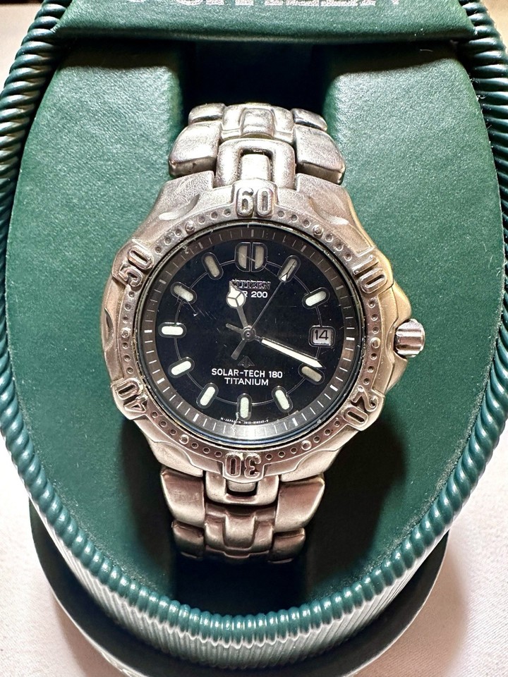 Citizen Eco-Drive Solar-Tech 180 Titanium Diver Watch w/ Box Papers ...