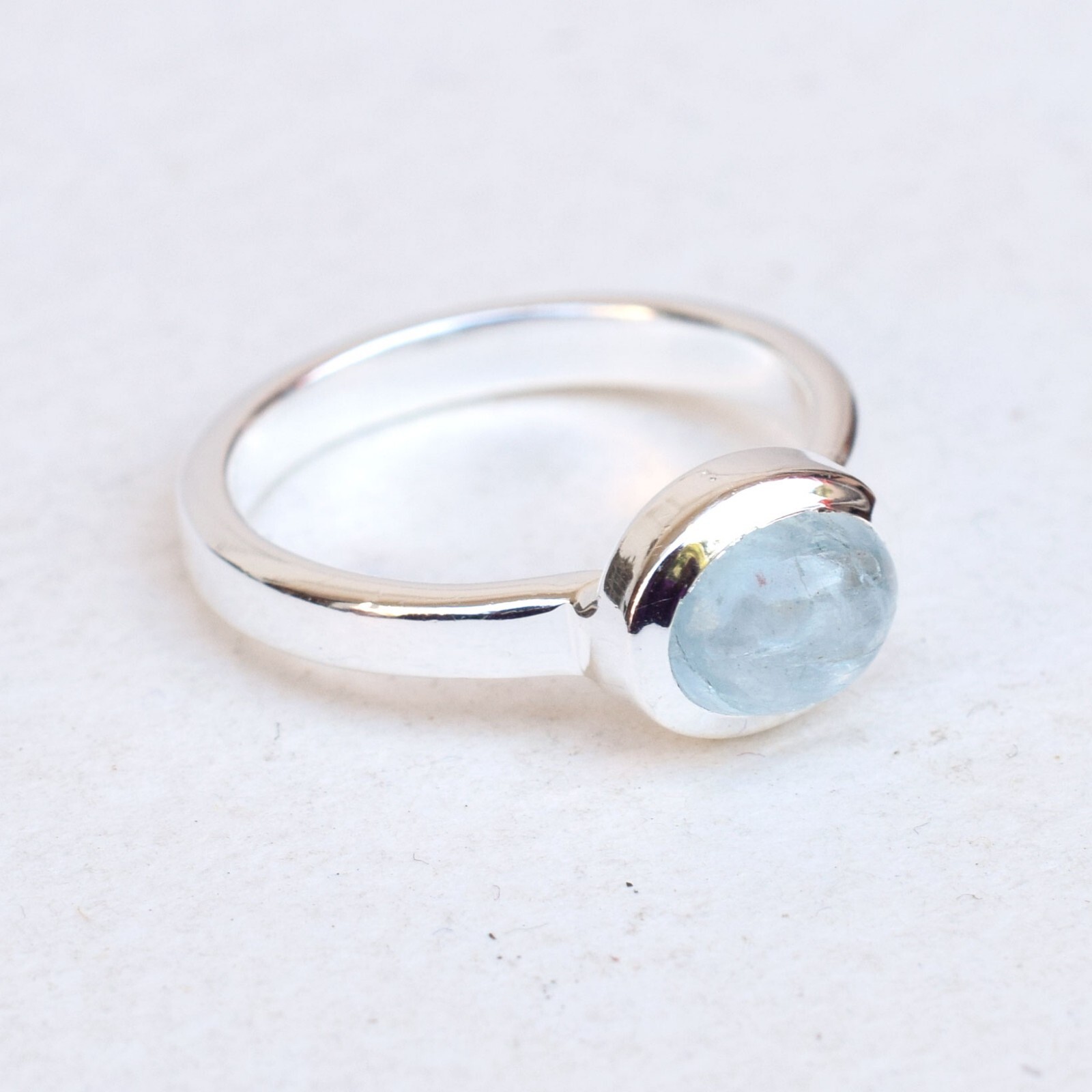 Solid 925 Sterling Silver Aquamarine Ring Birthstone Gift Aquamarine ...