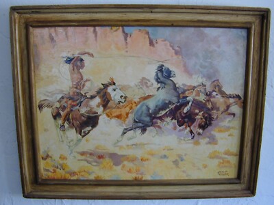 ORIGINAL WESTERN ART PAINTING BY JACK TESLER OLD RARE FIND! BUY IT NOW ...
