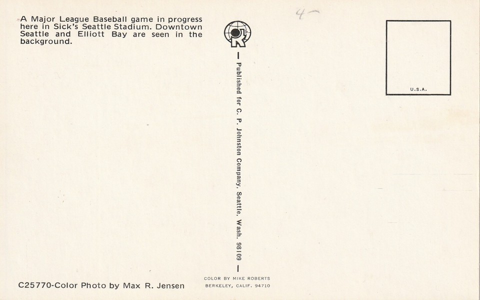 MLB Seattle Pilots Pacific Coast League Rainiers Sicks' Stadium ...