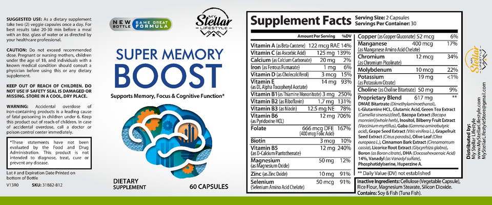 5 Pack Super Memory Boost, supports memory & cognitive function-60 ...
