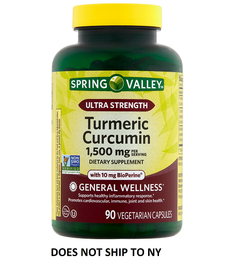 Spring Valley Ultra Strength Turmeric Curcumin Dietary Supplement 1,500 ...