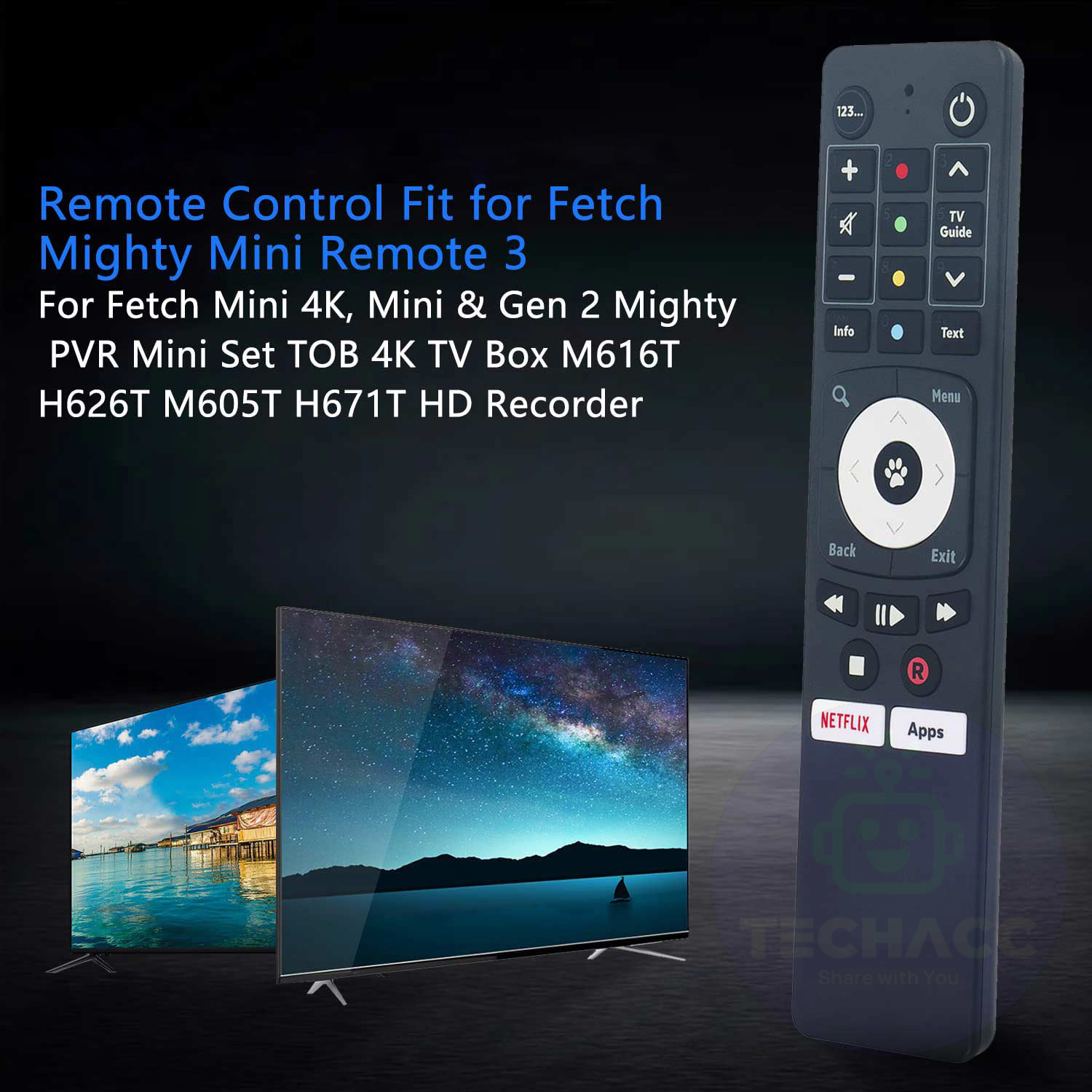 Remote Control For Fetch TV, Fetch Mini 4K, Mighty PVR, Mini & Gen 2 ...