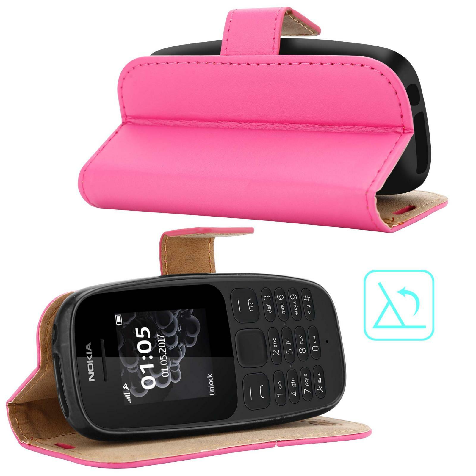 For Nokia 105 (2019) V5 NANA Slim Premium Leather Black Wallet Phone ...